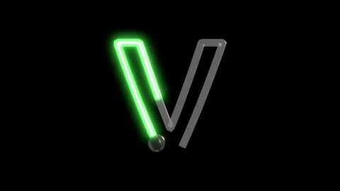 Neon script word Themed Font Letter V | Stock Video | Pond5