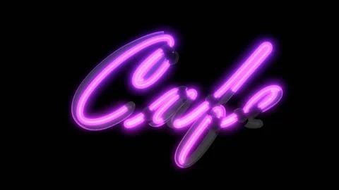 Neon script word Themed Font Cafe | Stock Video | Pond5