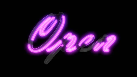Neon script word Themed Font Open | Stock Video | Pond5