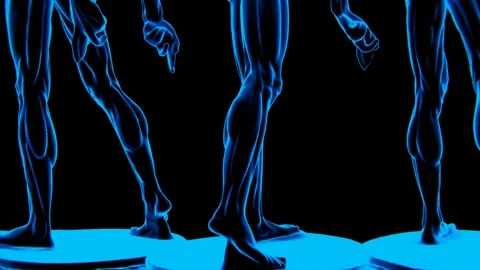 Neon shimmering feet of the antique stat... | Stock Video | Pond5