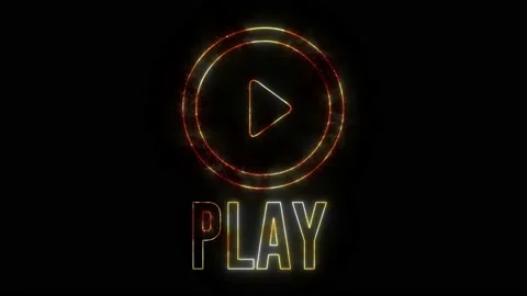Neon, shinny play button. Fire style, bu... | Stock Video | Pond5