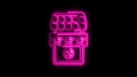 Neon shop icon with two stars and sad fa... | Stock Video | Pond5
