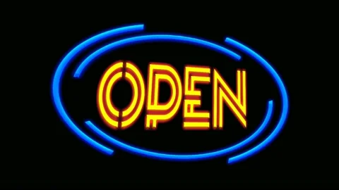 Neon sign animation Open on a black back... | Stock Video | Pond5