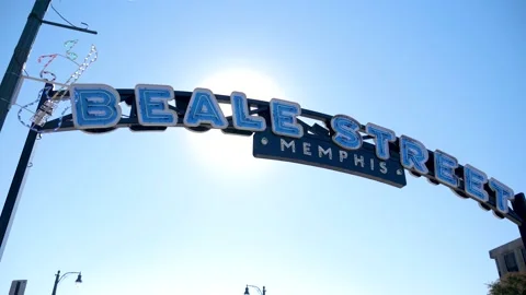 Neon sign at the entrance to Beale Stree... | Stock Video | Pond5