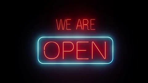 Neon Sign Light - We are Open - Black Ba... | Stock Video | Pond5