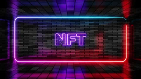 Neon sign nft in speech bubble frame on ... | Stock Video | Pond5