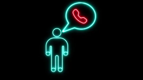 Neon sign person with phone call bubble ... | Stock Video | Pond5
