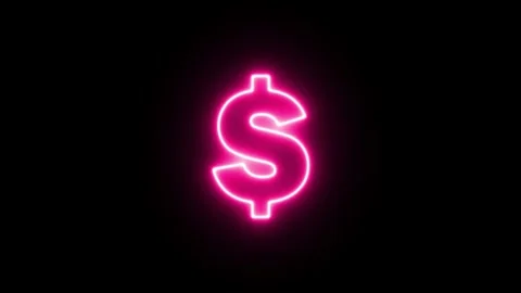 Neon sign Pink dollar sign on black back... | Stock Video | Pond5