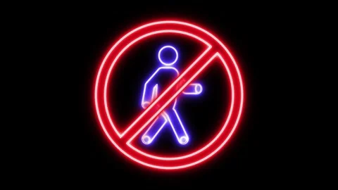 Neon sign with red no entry animated on ... | Stock Video | Pond5