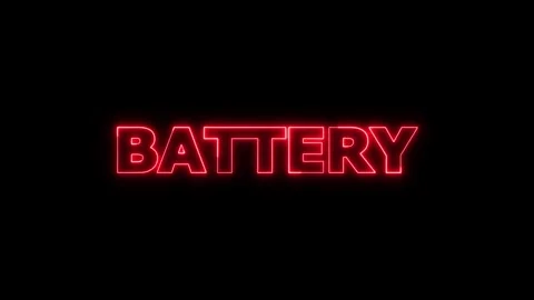 Neon sign with the word BATTERY in red a... | Stock Video | Pond5