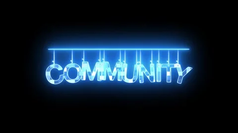 Neon sign with the word "COMMUNITY" in b... | Stock Video | Pond5