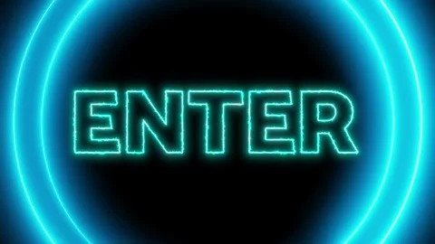 Neon sign with word enter glowing circle... | Stock Video | Pond5