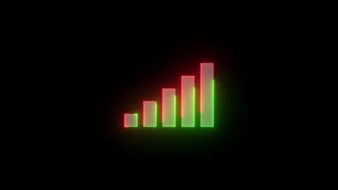 Neon signal bars icon green red color gl... | Stock Video | Pond5