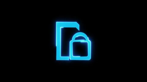 Neon sim lock icon animation. | Stock Video | Pond5