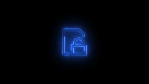 Neon sim lock icon blue glowing black ba... | Stock Video | Pond5