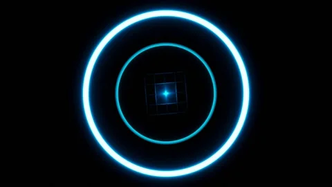 neon sound wave in dark pulsing circle r... | Stock Video | Pond5