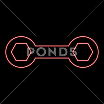 Neon spanner red color vector illustration image flat style: Graphic ...