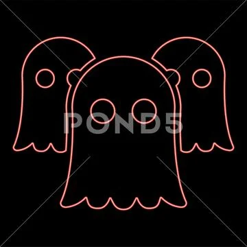 Neon spirits Ghosts red color vector illustration image flat style ...