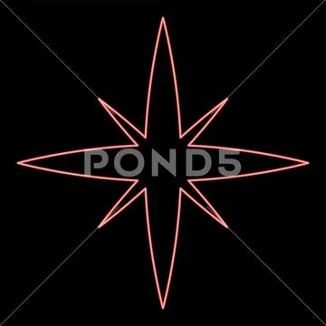 Neon star spark red color vector illustration image flat style: Royalty ...