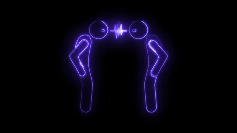 Neon stick figures face off with audio w... | Stock Video | Pond5