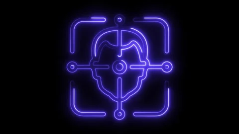 Neon style face recognition scan securit... | Stock Video | Pond5