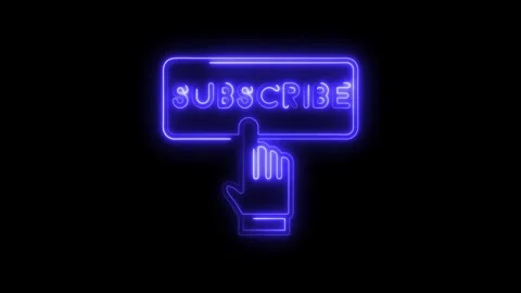 Neon subscribe button with hand cursor o... | Stock Video | Pond5