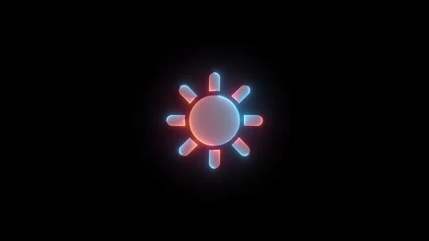 Neon sun with rays icon glowing animated... | Stock Video | Pond5