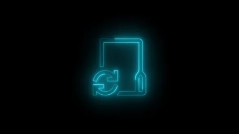 Neon sync folder icon glowing black back... | Stock Video | Pond5