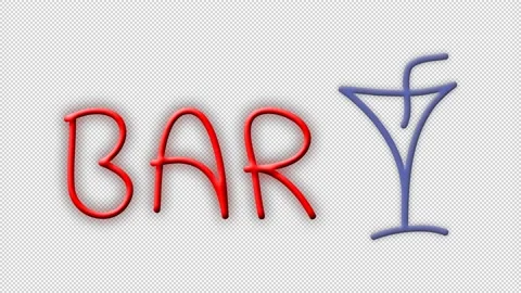 Neon Text Bar. Animation on a transparen... | Stock Video | Pond5