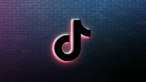 Neon tiktok icon on brick colorful blink... | Stock Video | Pond5