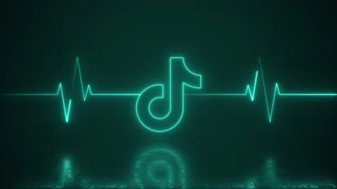 Neon TikTok Logo With Heartbeat Line Lif... | Stock Video | Pond5
