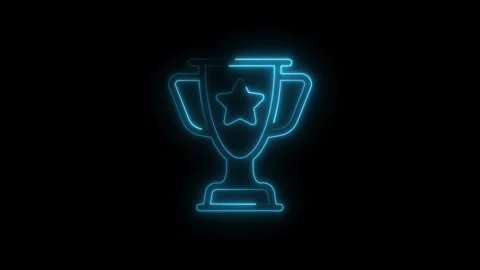 Neon trophy animation glowing champion r... | Stock Video | Pond5