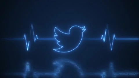 Neon Twitter Logo With Heartbeat Line Li... | Stock Video | Pond5