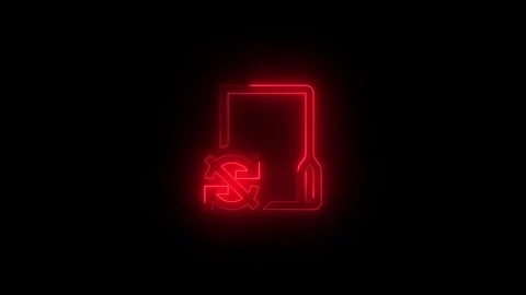 Neon unsync folder icon glowing black ba... | Stock Video | Pond5