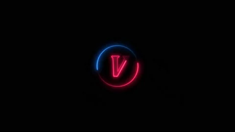 Neon V letter intro animated black backg... | Stock Video | Pond5