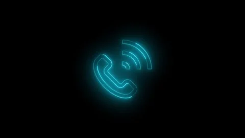 Neon voice call icon glowing black backg... | Stock Video | Pond5