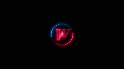 Neon W letter intro animated black backg... | Stock Video | Pond5