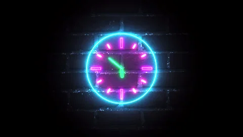 Neon wall Clock animation. Animated cloc... | Stock Video | Pond5
