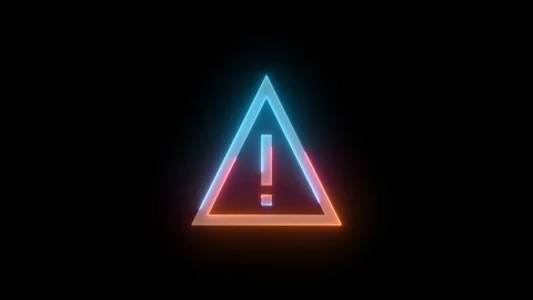 Neon warning icon brown cyan color glowi... | Stock Video | Pond5