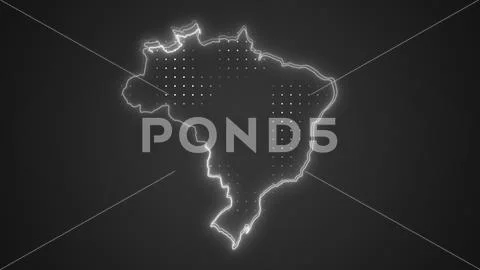 Neon White Brazil Map Borders Outline Background Wallpaper: Royalty ...