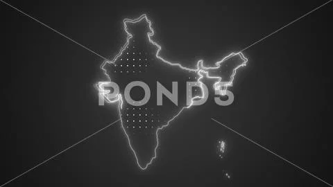 Neon White India Map Borders Outline Background Wallpaper: Royalty Free ...