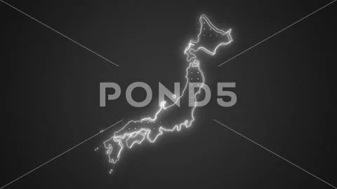 Neon White Japan Map Borders Outline Background Wallpaper: Graphic ...