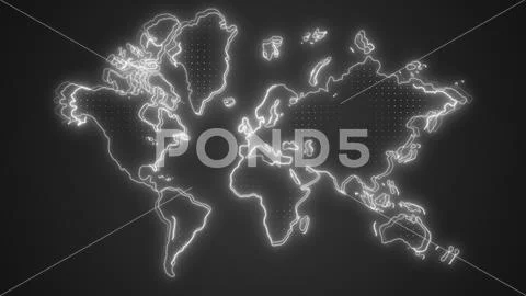 Neon White World Map Borders Outline Background Wallpaper: Graphic ...