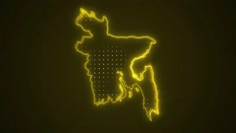 Neon Yellow Bangladesh Map Borders Outli... | Stock Video | Pond5