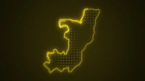 Neon Yellow Congo Map Borders Outline Lo... | Stock Video | Pond5