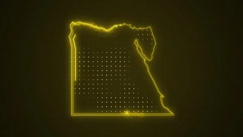 Neon Yellow Egypt Map Borders Outline Lo... | Stock Video | Pond5