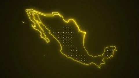 Neon Yellow Mexico Map Borders Outline L... | Stock Video | Pond5
