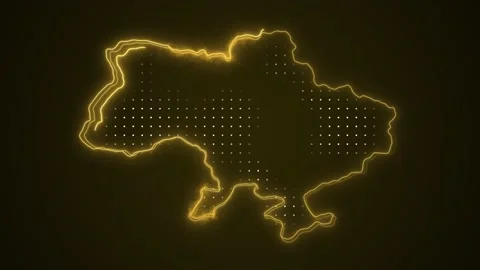 Neon Yellow Ukraine Map Borders Outline ... | Stock Video | Pond5