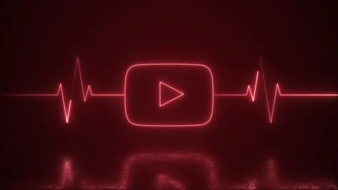 Neon YouTube Logo With Heartbeat Line Li... | Stock Video | Pond5
