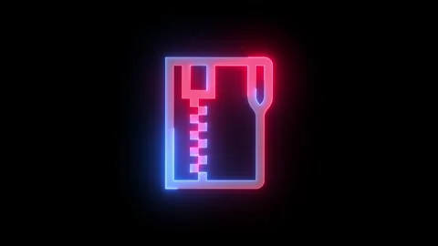 Neon zip folder icon blue red color glow... | Stock Video | Pond5
